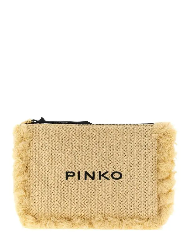 Pinko Raffia Clutch - Beige