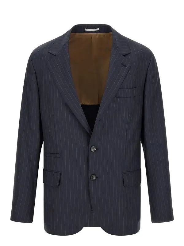 Brunello Cucinelli Pinstripe Batavia Blazer - Blue
