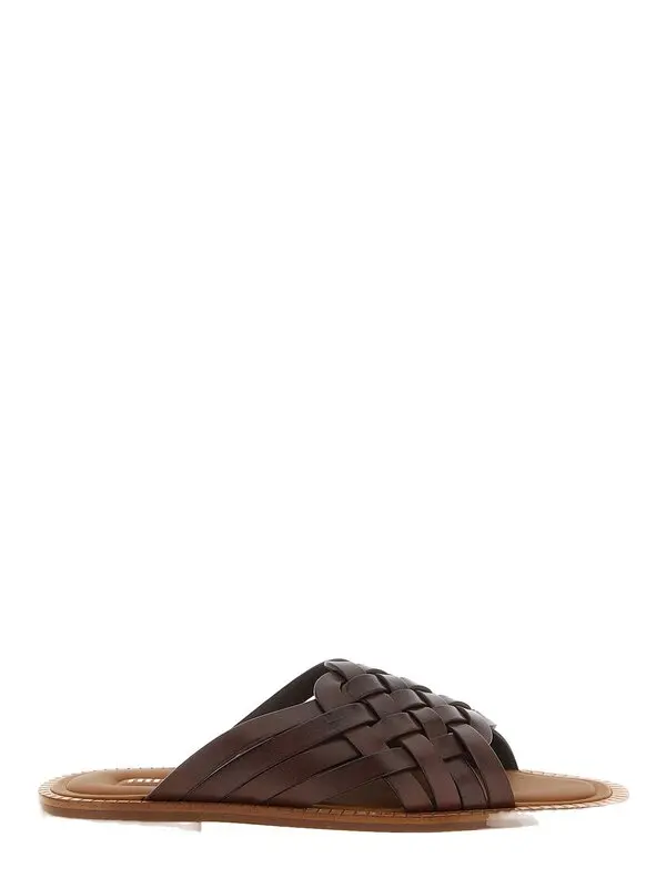 Miu Miu Waxed Leather Sandals - Brown