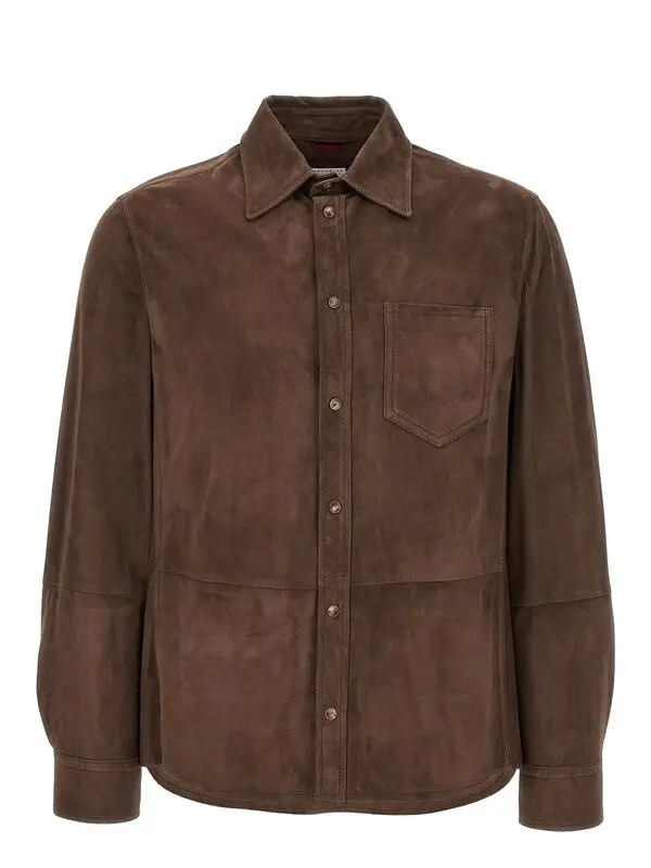 Brunello Cucinelli Suede Overshirt - Brown