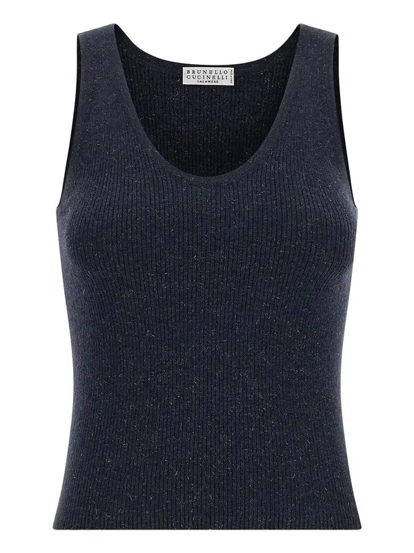 Brunello Cucinelli Metallic Ribbed Tank Top - Blue