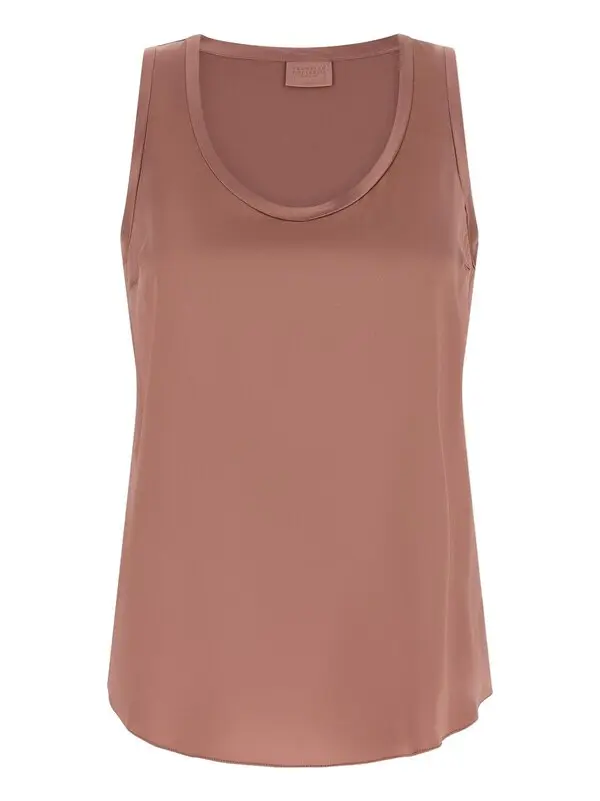 Brunello Cucinelli Stretch Silk Satin Top - Pink