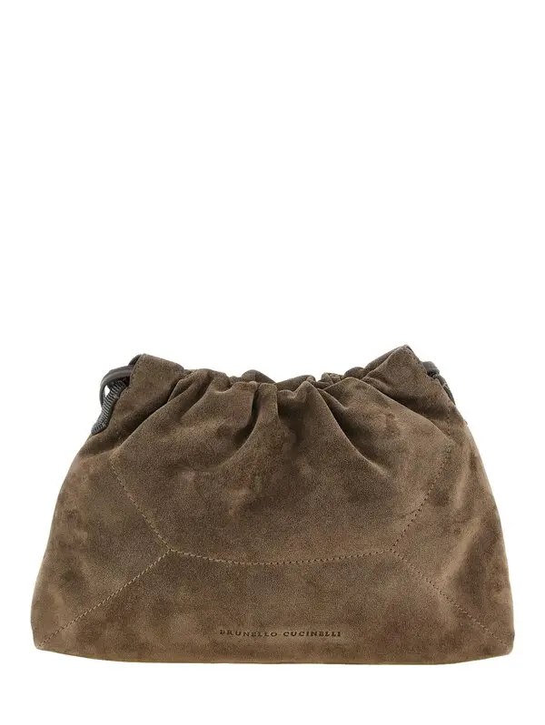 Brunello Cucinelli Suede Bc Duo Pouch - Brown