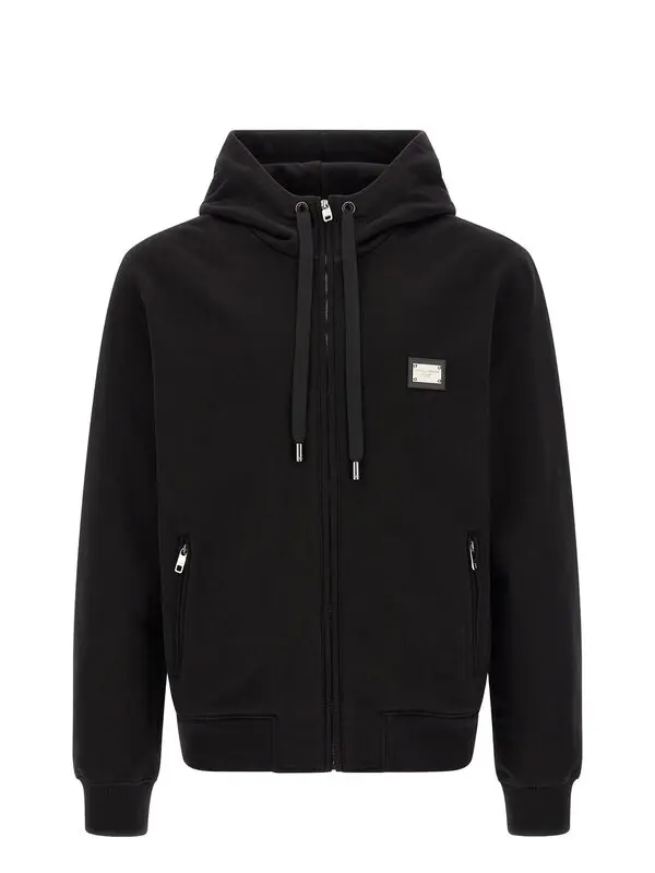 Dolce & Gabbana Logo Plaque Hoodie - Black