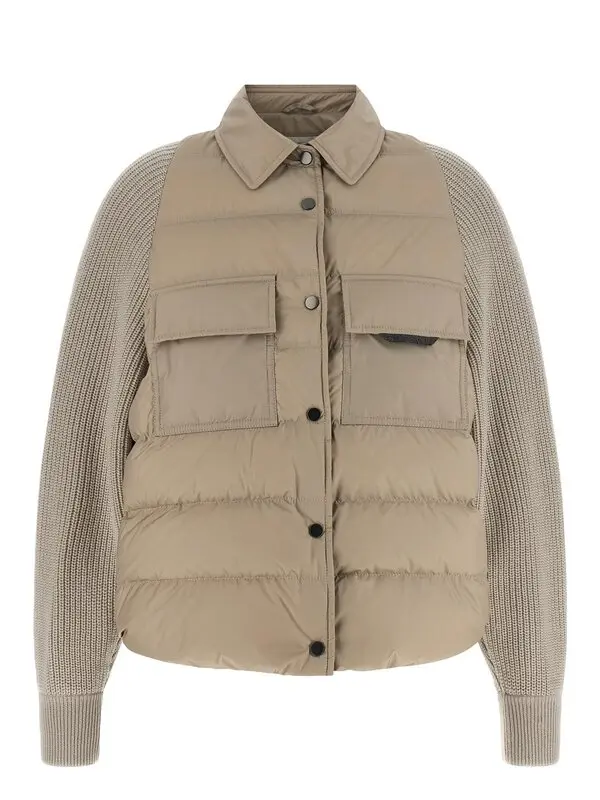 Brunello Cucinelli Monile Flap Detail Down Jacket - Beige