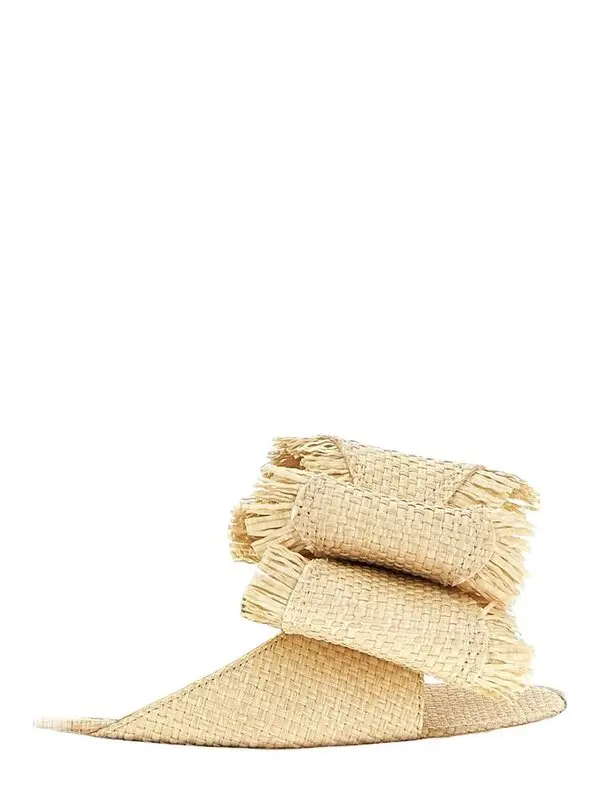 Mach & Mach Le Cadeau Raffia Sandals - Beige