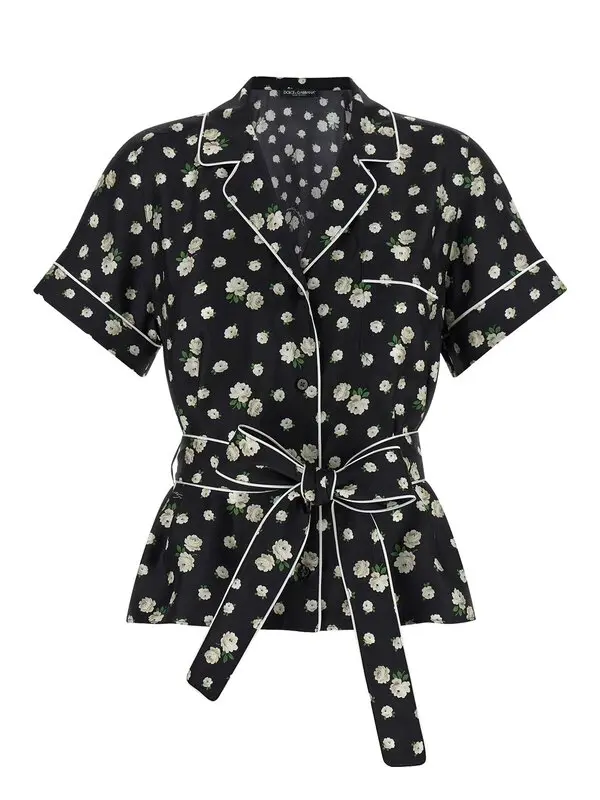 Dolce & Gabbana Fiorellini Print Silk Twill Vanity Shirt - Black