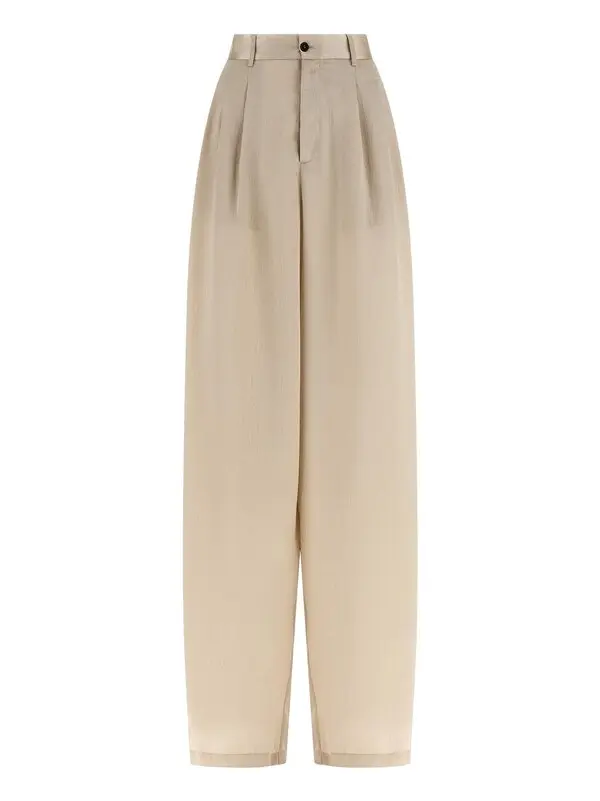 MAISON JEJIA Elsa Crinkled Satin-effect Pants - Beige