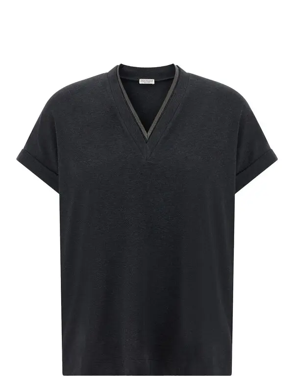 Brunello Cucinelli Stretch Mélange Cotton T-shirt - Gray