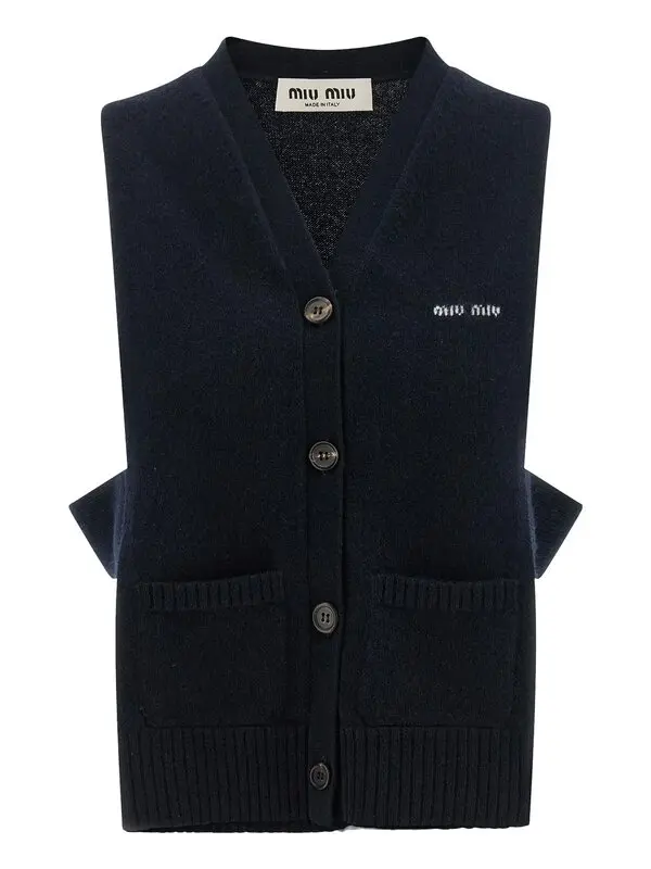 Miu Miu Cashmere Cardigan Vest - Blue