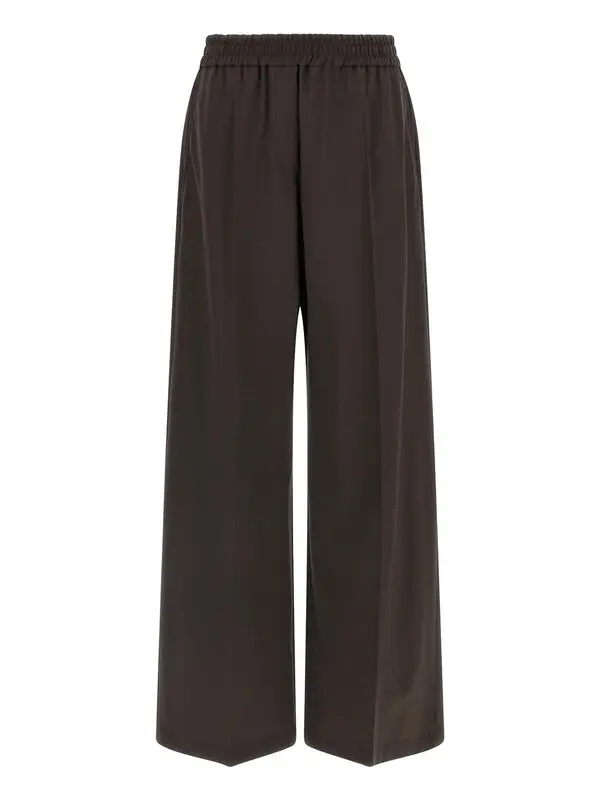 Brunello Cucinelli Cool Wool Wide Leg Trousers - Brown