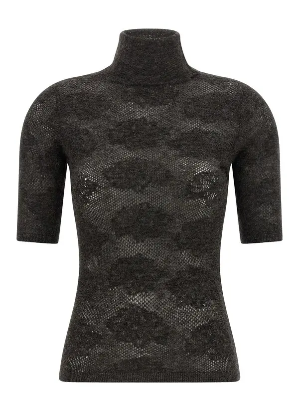 Brunello Cucinelli Openwork Turtle-neck Sweater - Brown