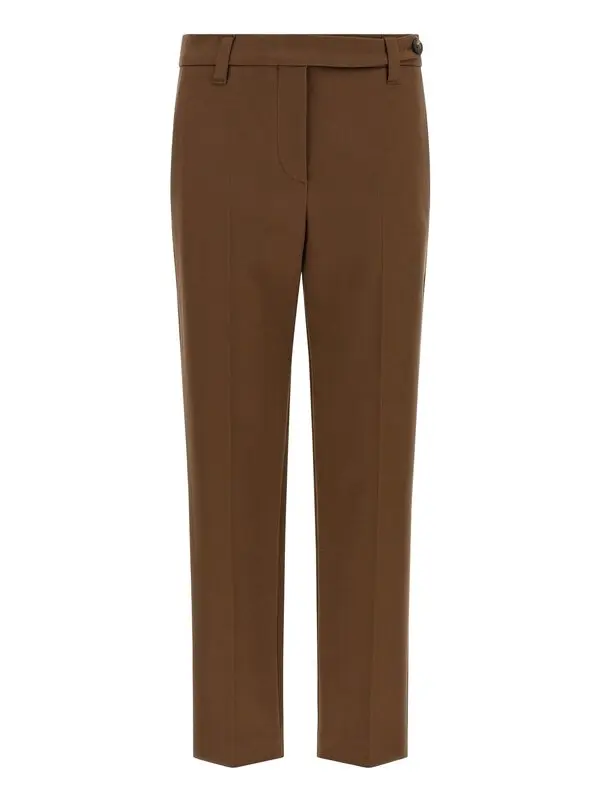 Brunello Cucinelli Cotton Monile Detail Cropped Pants - Brown