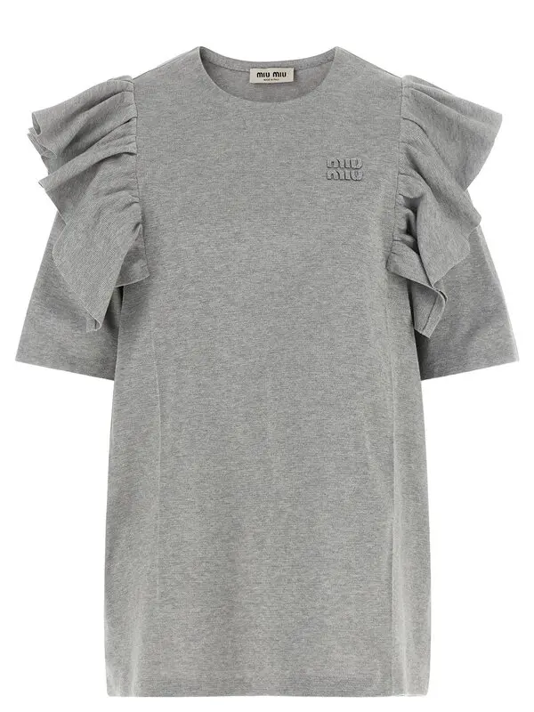 Miu Miu Ruffle Mini Dress - Gray