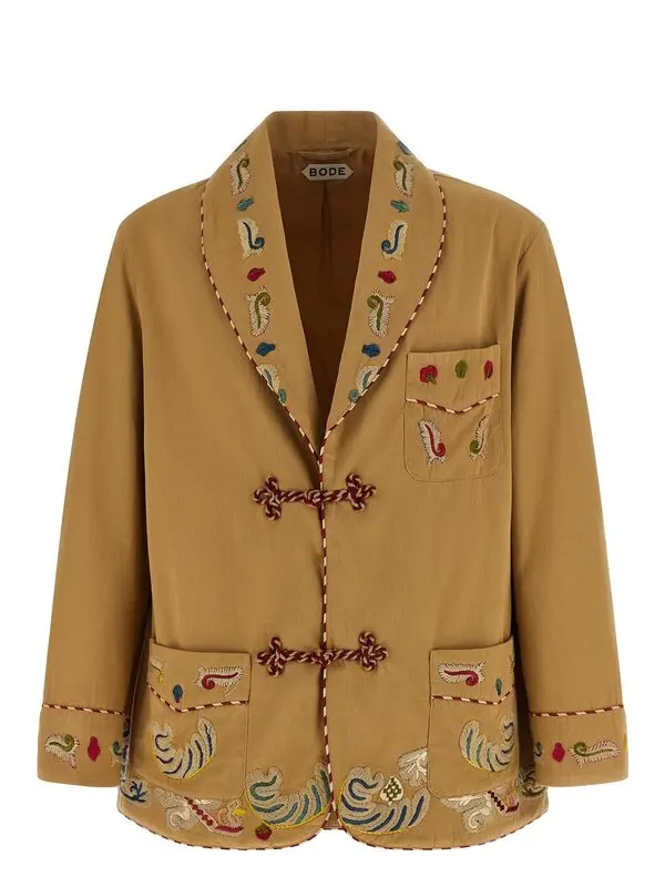 BODE Feather Runner Smoking Jacket - Beige