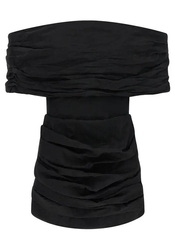 Magda Butrym Wrinkled-effect Cotton Mini Dress - Black