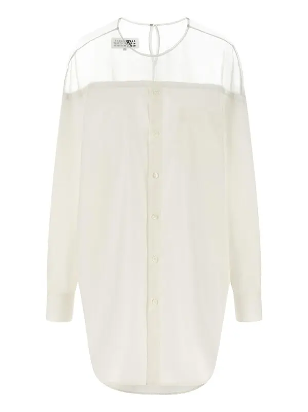 MAISON MARGIELA Tulle Insert Cotton Poplin Shirt - White