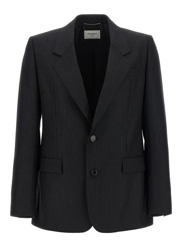 Saint Laurent Pinstripe Blazer - Black