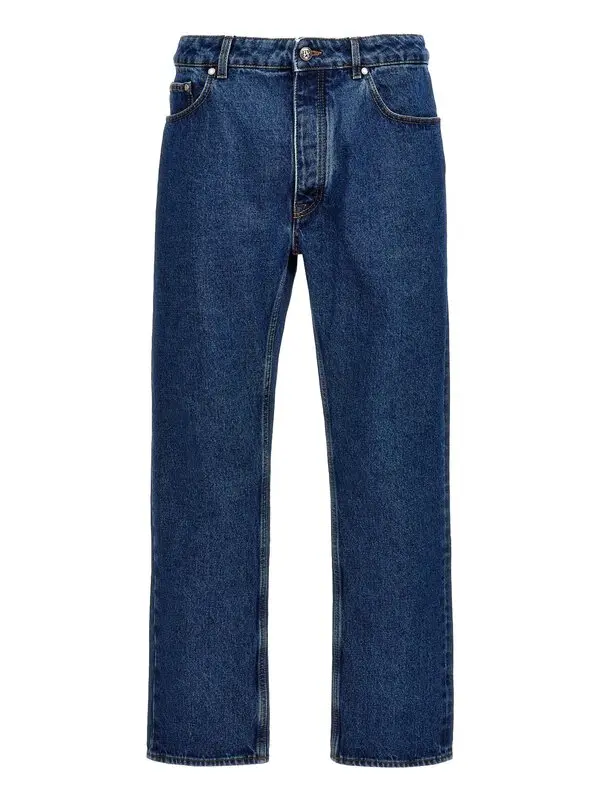 Palm Angels Monogram Cotton Denim Jeans - Blue