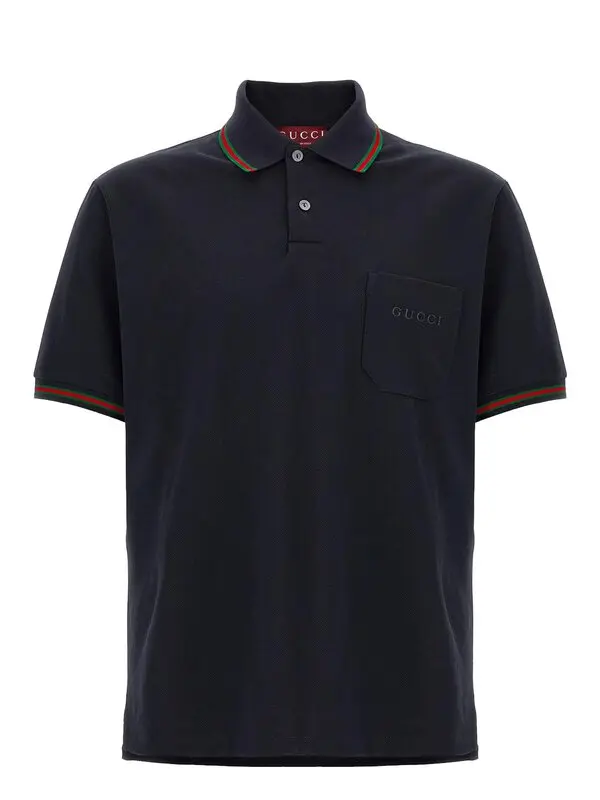 Gucci Nastro Web' Polo Shirt - Blue
