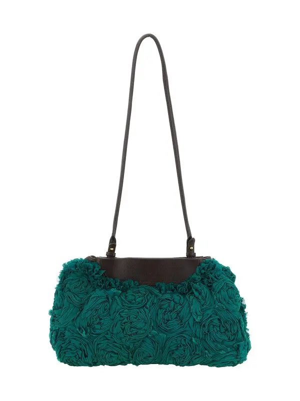 Dries Van Noten Rose Embellished Clutch - Green