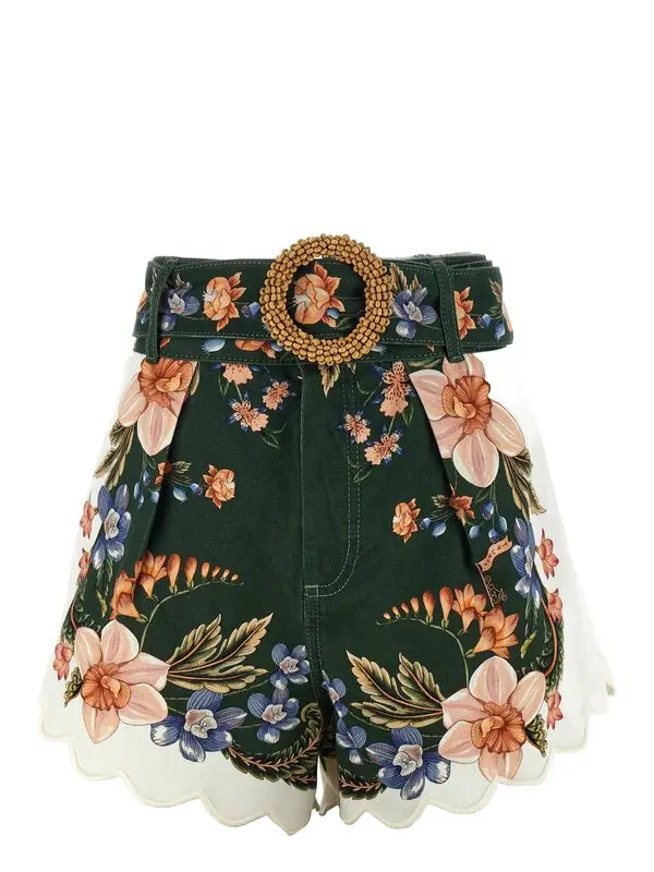 Farm Rio Berry Garden Shorts - Green