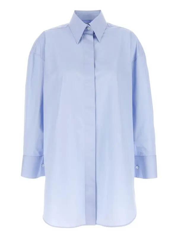 Givenchy Asymmetric Cotton Poplin Shirt - Light Blue
