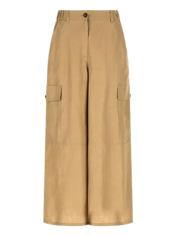 Max Mara Linen Cargo Trousers - Beige