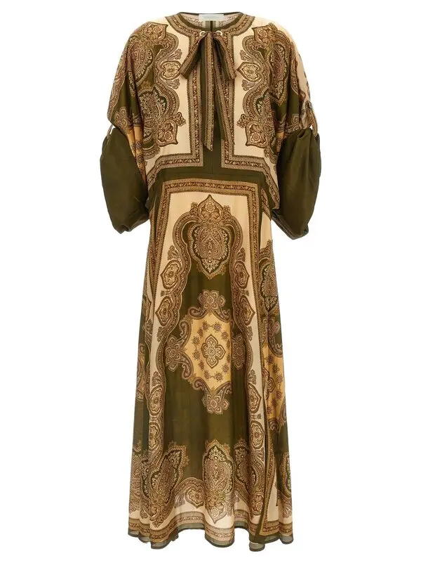 Zimmermann Mahon Paisley-print Silk Habotai Midi Dress - Green