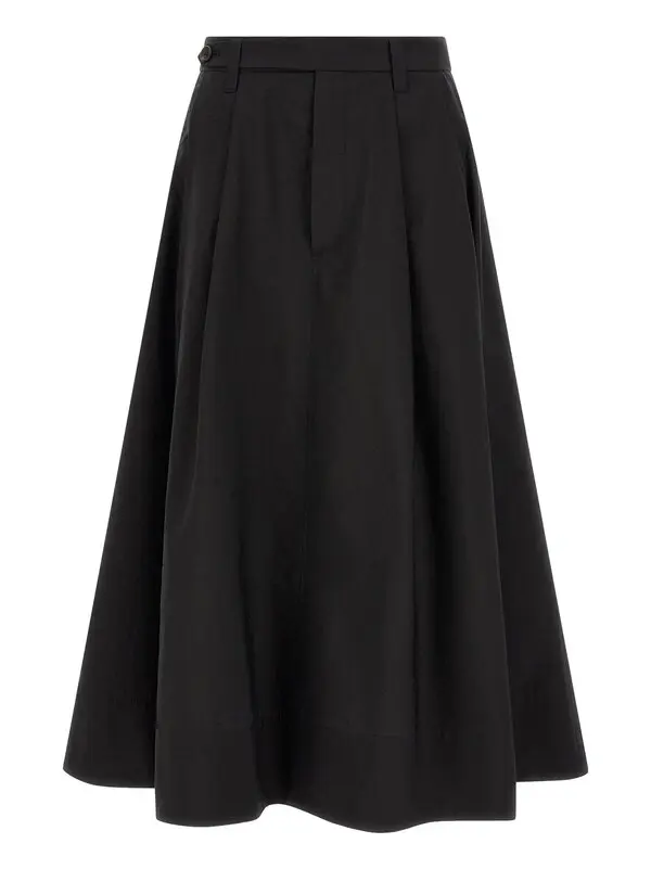 Brunello Cucinelli Sartorial Techno Cotton Midi Skirt - Black