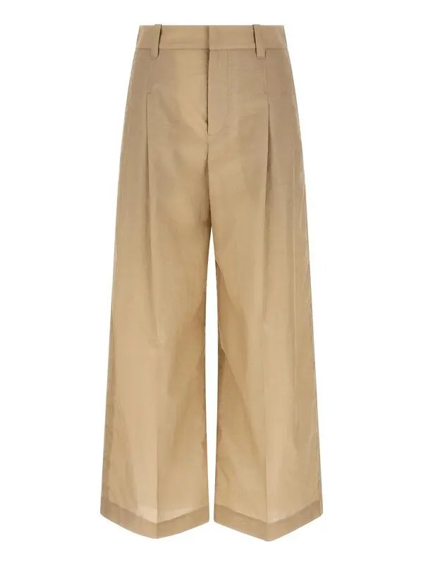 Brunello Cucinelli Techno Cotton Poplin Trousers - Beige