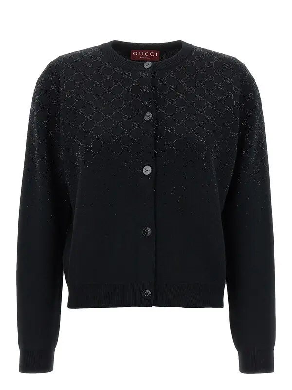 Gucci Gg Crystal Cardigan - Black