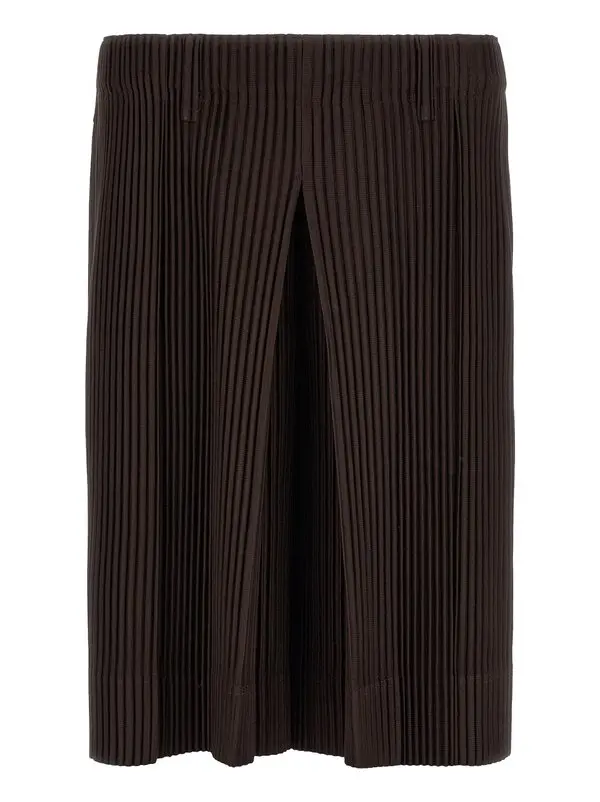 Issey Miyake Tailored Pleats 2 Bermuda Shorts - Brown