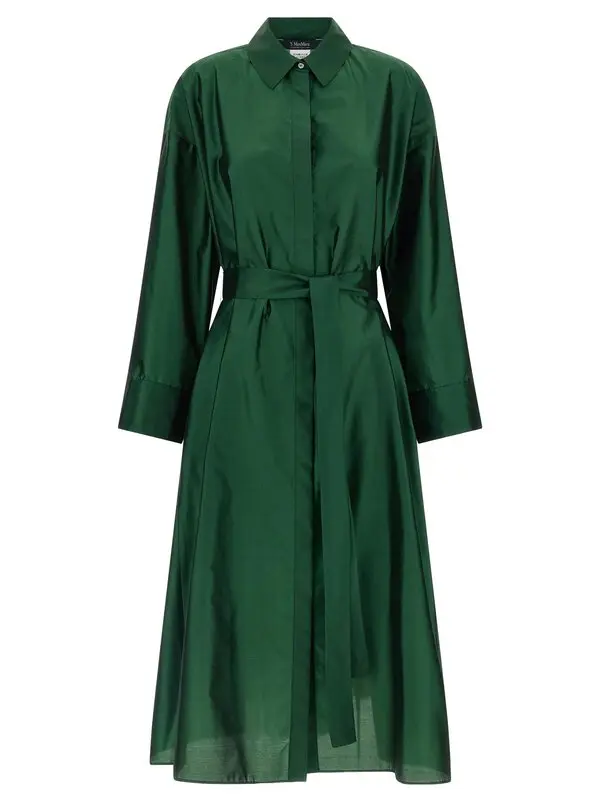Max Mara Smmanna Silk Blend Organza Midi Dress - Green