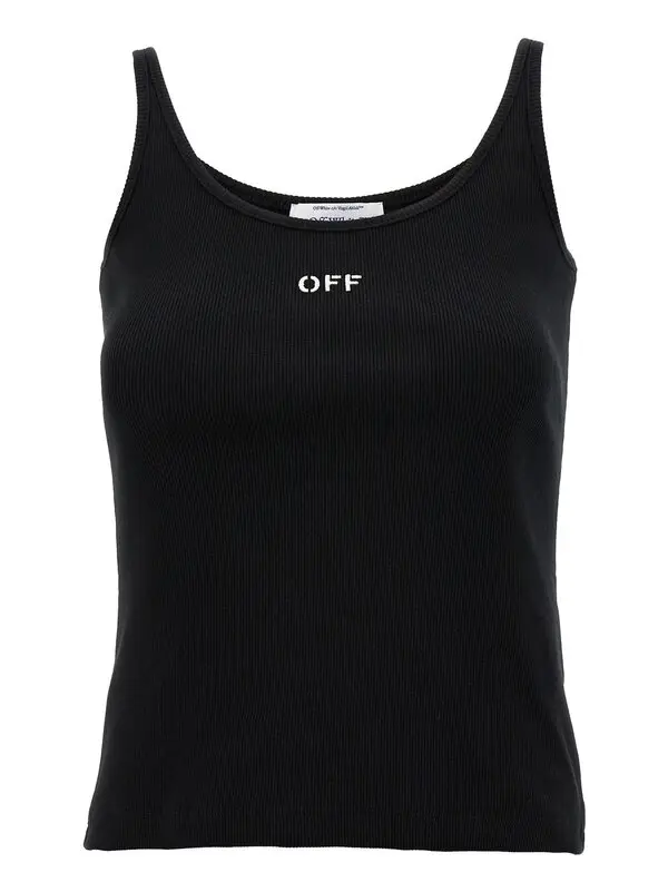 Off-White Off Stamp' Ribbed Top - Black