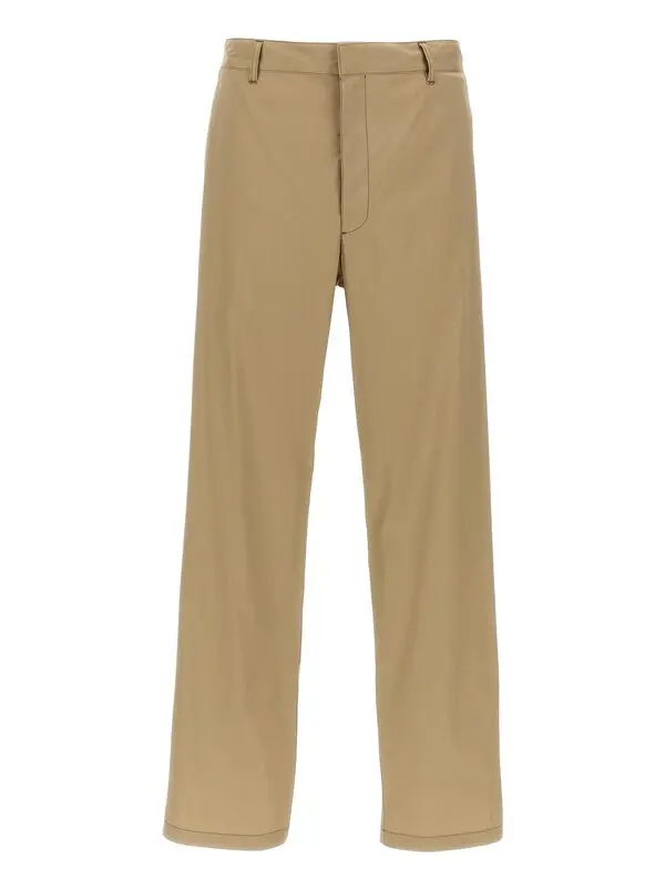 Prada Cotton Blend Poplin Trousers - Beige