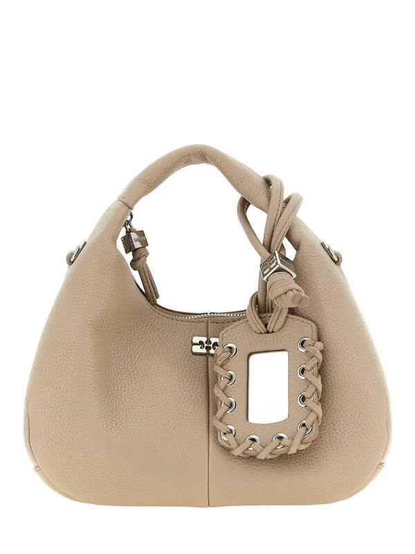GANNI Mini Hobo Handbag - Beige