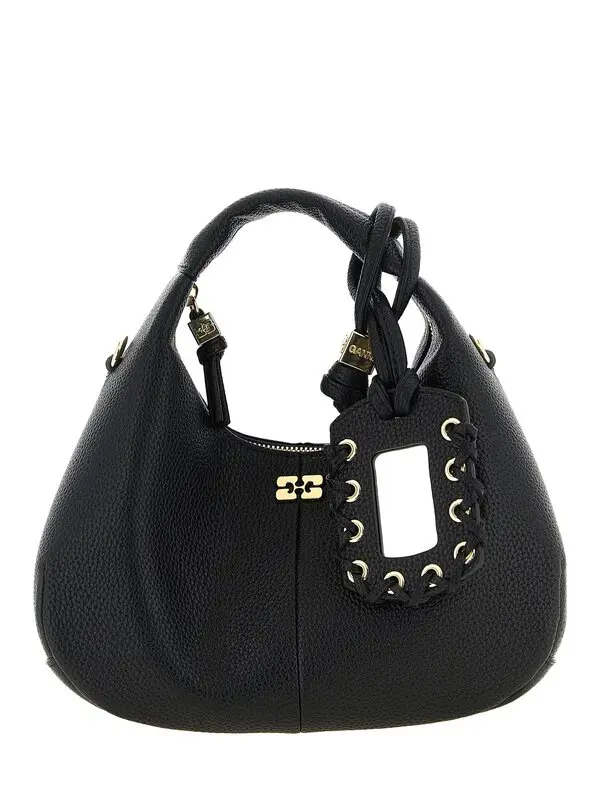 GANNI Mini Hobo Handbag - Black