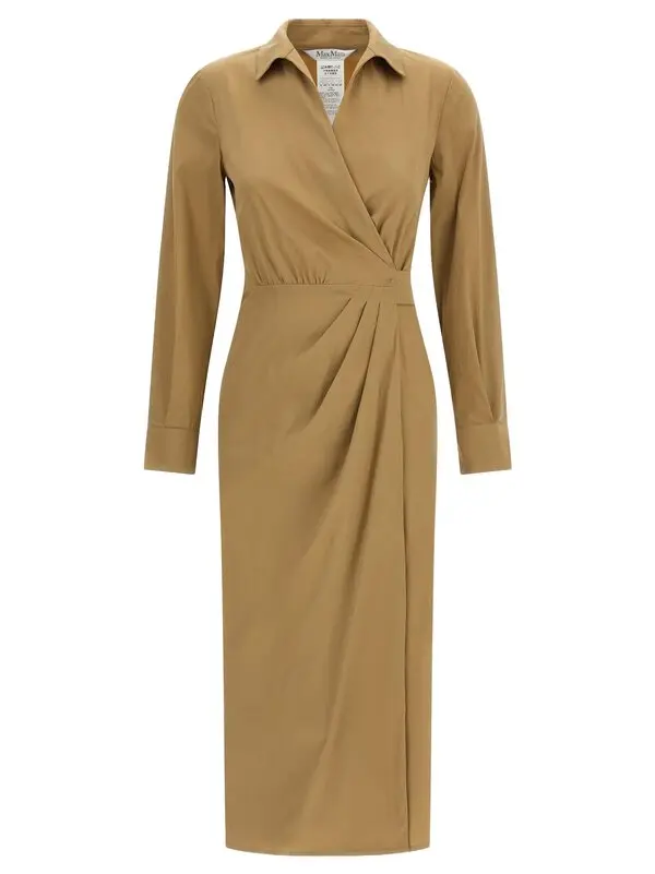 Max Mara Mxmbeta Cotton Poplin Wrap Dress - Beige