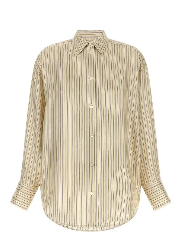 TOTEME Striped Silk Shirt - Beige