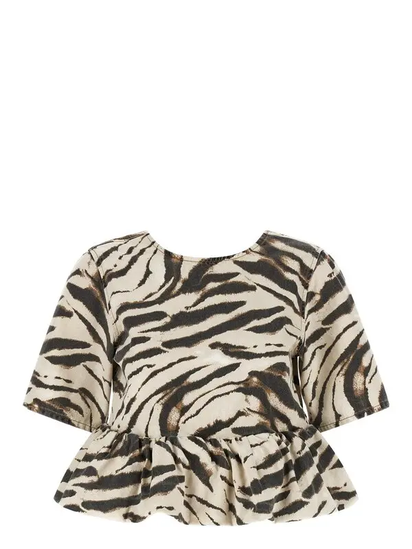 GANNI Zebra Denim' Top - Multi