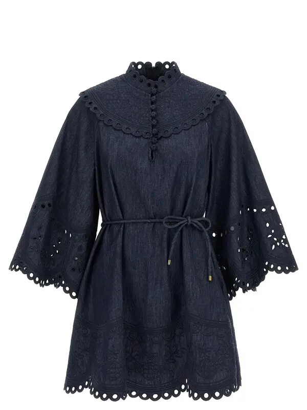 Zimmermann Mahon Cotton Denim Mini Dress - Blue