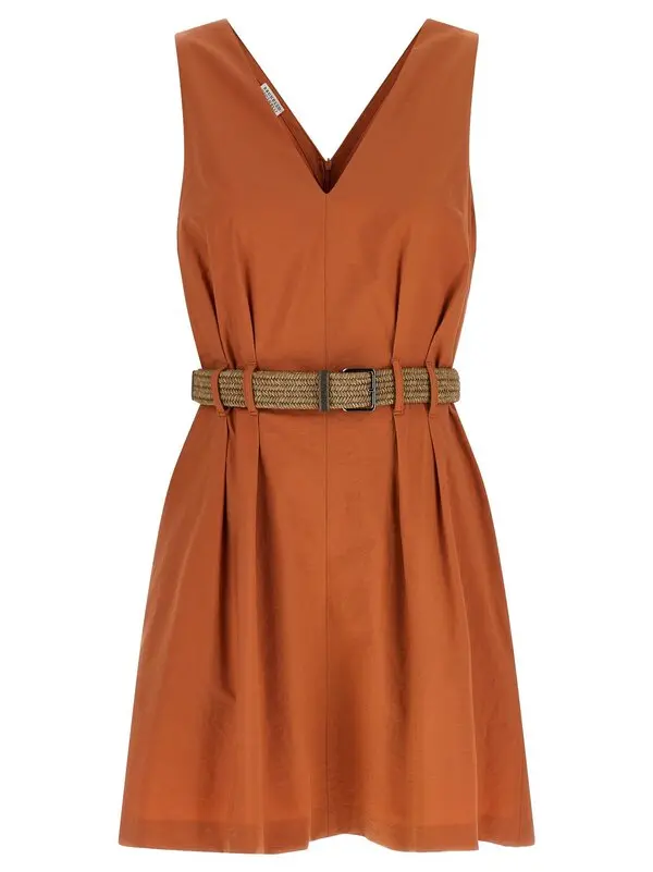 Brunello Cucinelli Textured Twill Dress - Orange