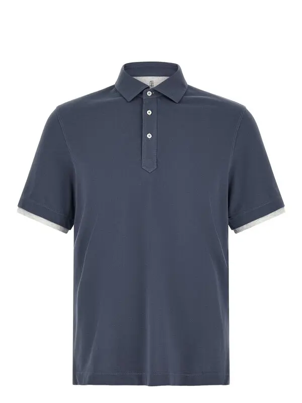 Brunello Cucinelli Double Layer Polo Shirt - Blue