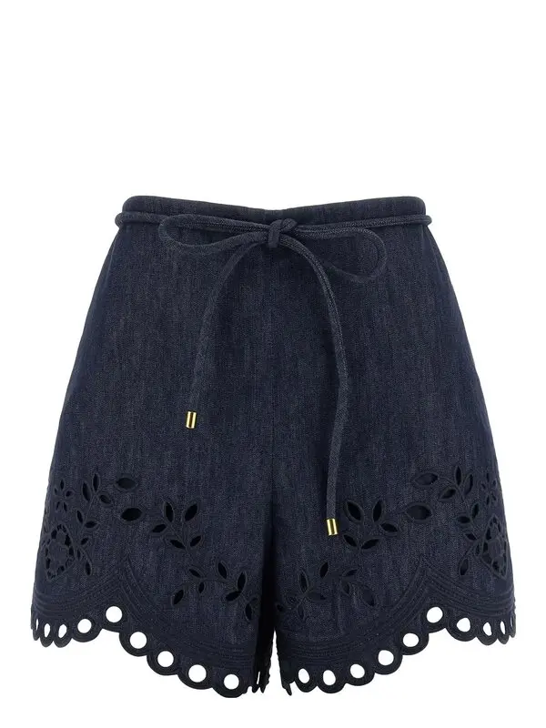 Zimmermann Mahon Cotton Denim Shorts - Blue