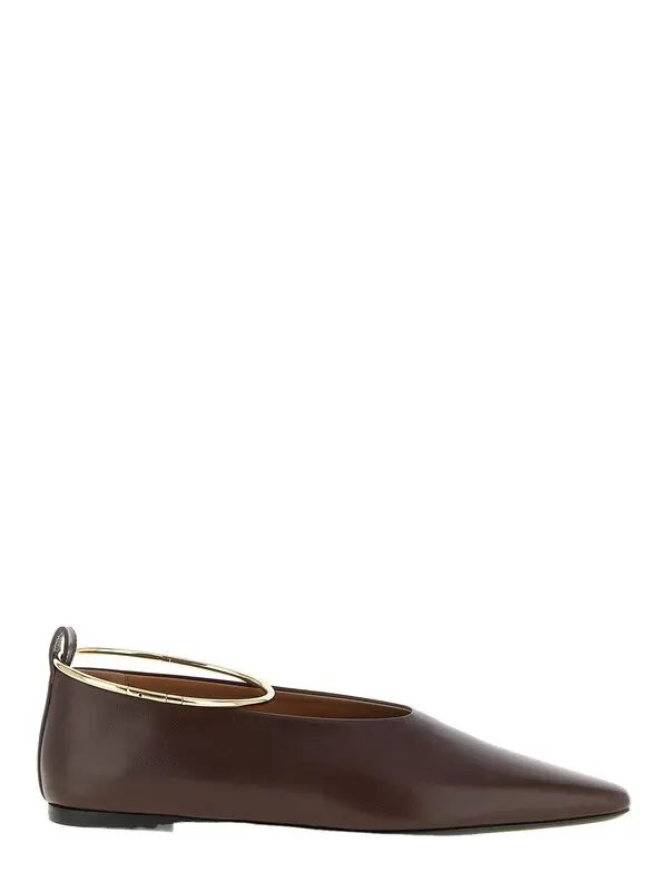 JIL SANDER Ring Leather Ballet Flats - Brown