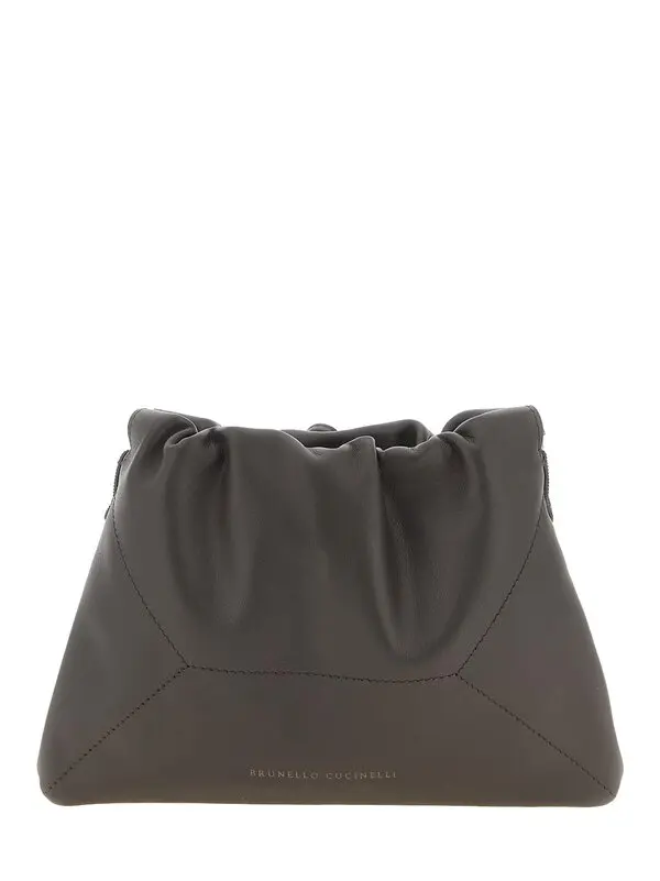 Brunello Cucinelli Calf Leather Bc Duo Pouch - Brown