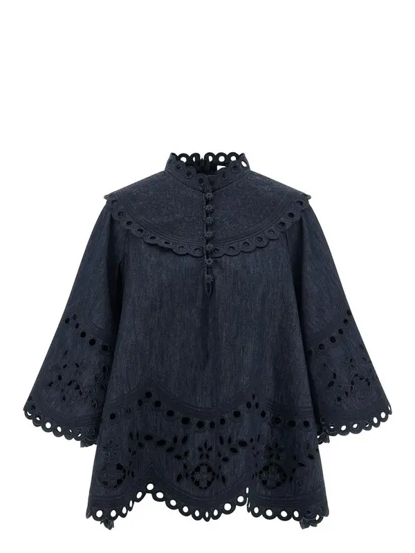 Zimmermann Mahon Cotton Denim Blouse - Blue