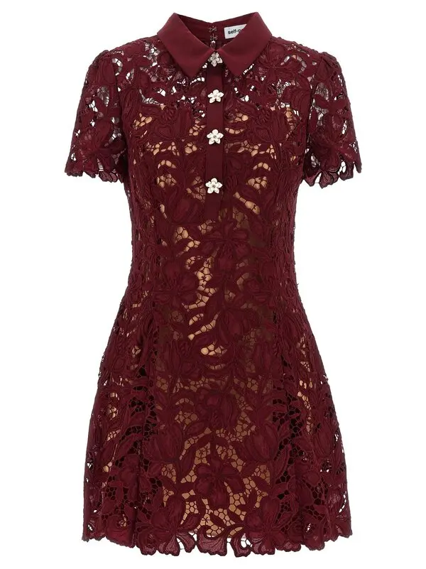 SELF-PORTRAIT Lace Mini Dress - Bordeaux