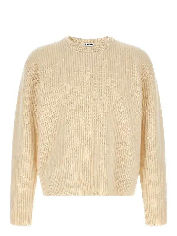 JIL SANDER Fisherman's Rib Sweater - White